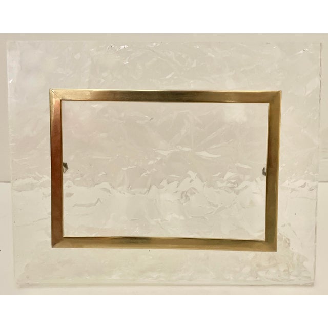 Italian 1970's Brass & Lucite Picture Frame | Chairish