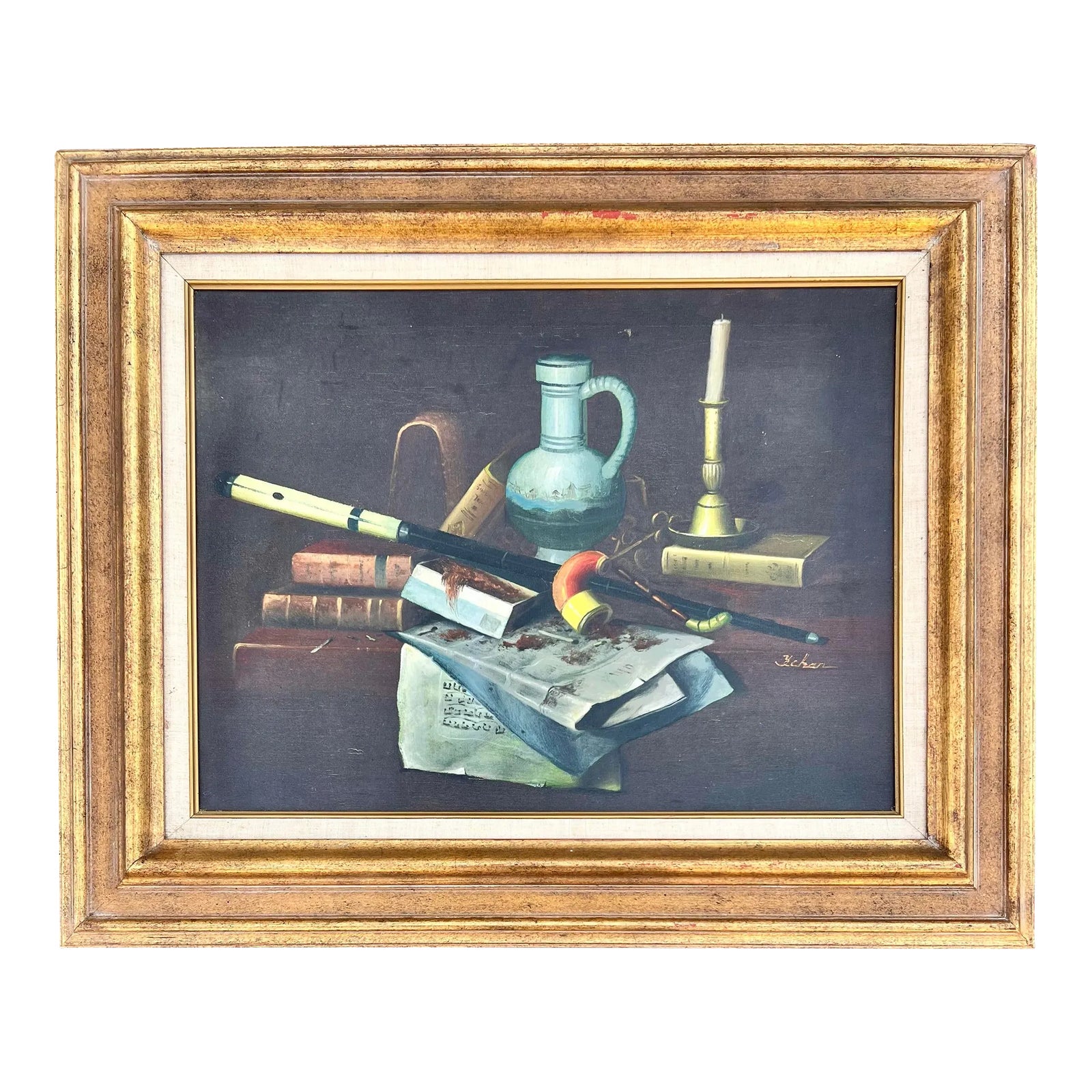 Classic Realism Still Life Oil Painting- Signed and Framed | Chairish