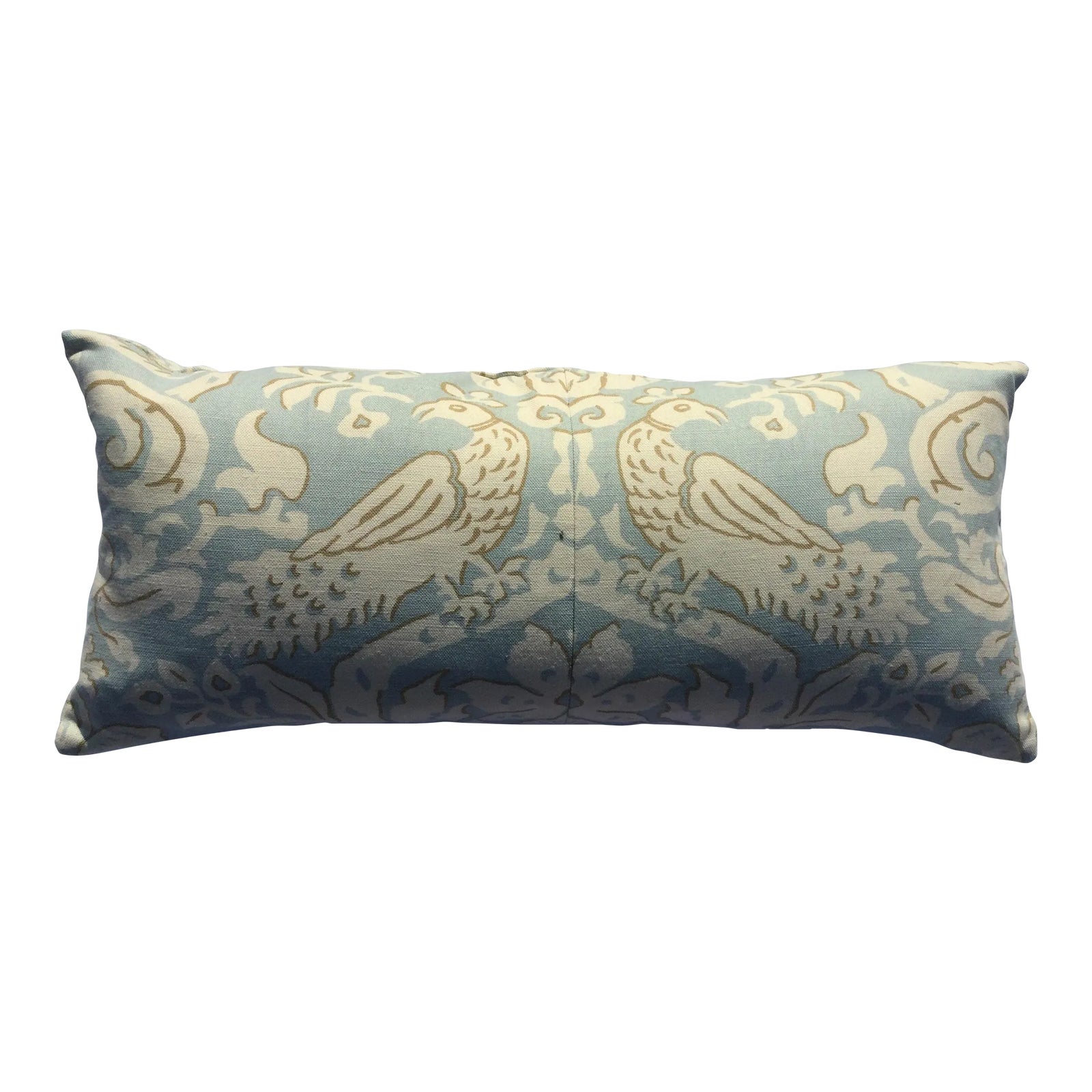 Blue & Cream Love Birds Doves Pillow | Chairish