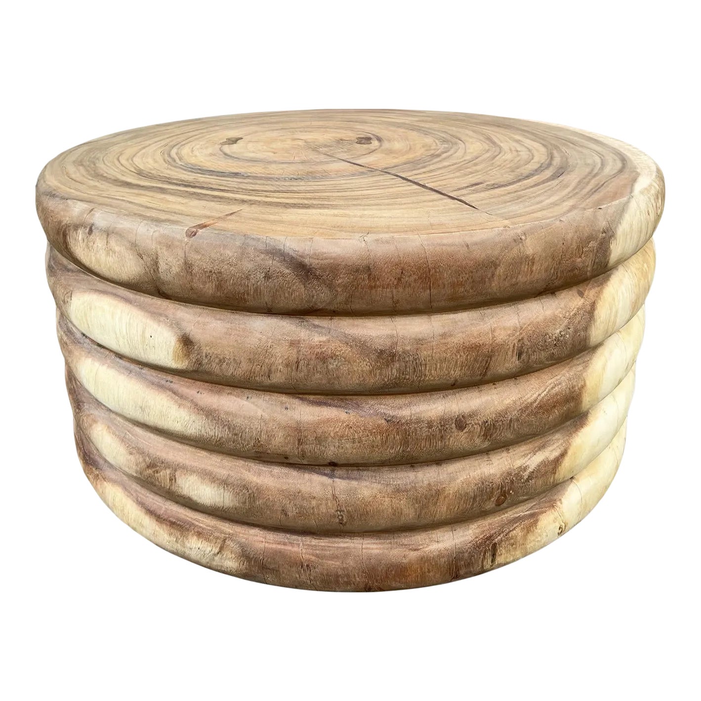 Raw Ribbed Stack Table | Chairish