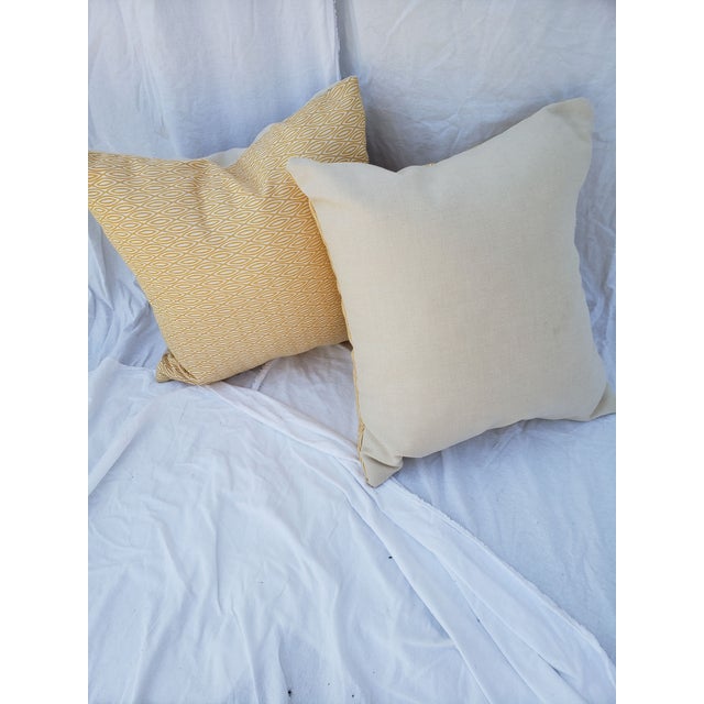 Geometric Pillows in Yellow - a Pair | Chairish