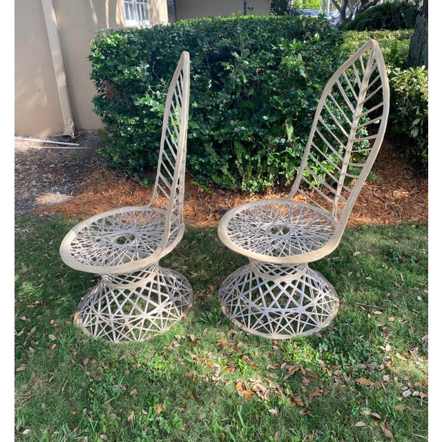 Mid-Century Fiberglass Spider Spun Leaf Back Chairs - Set of 2 | Chairish