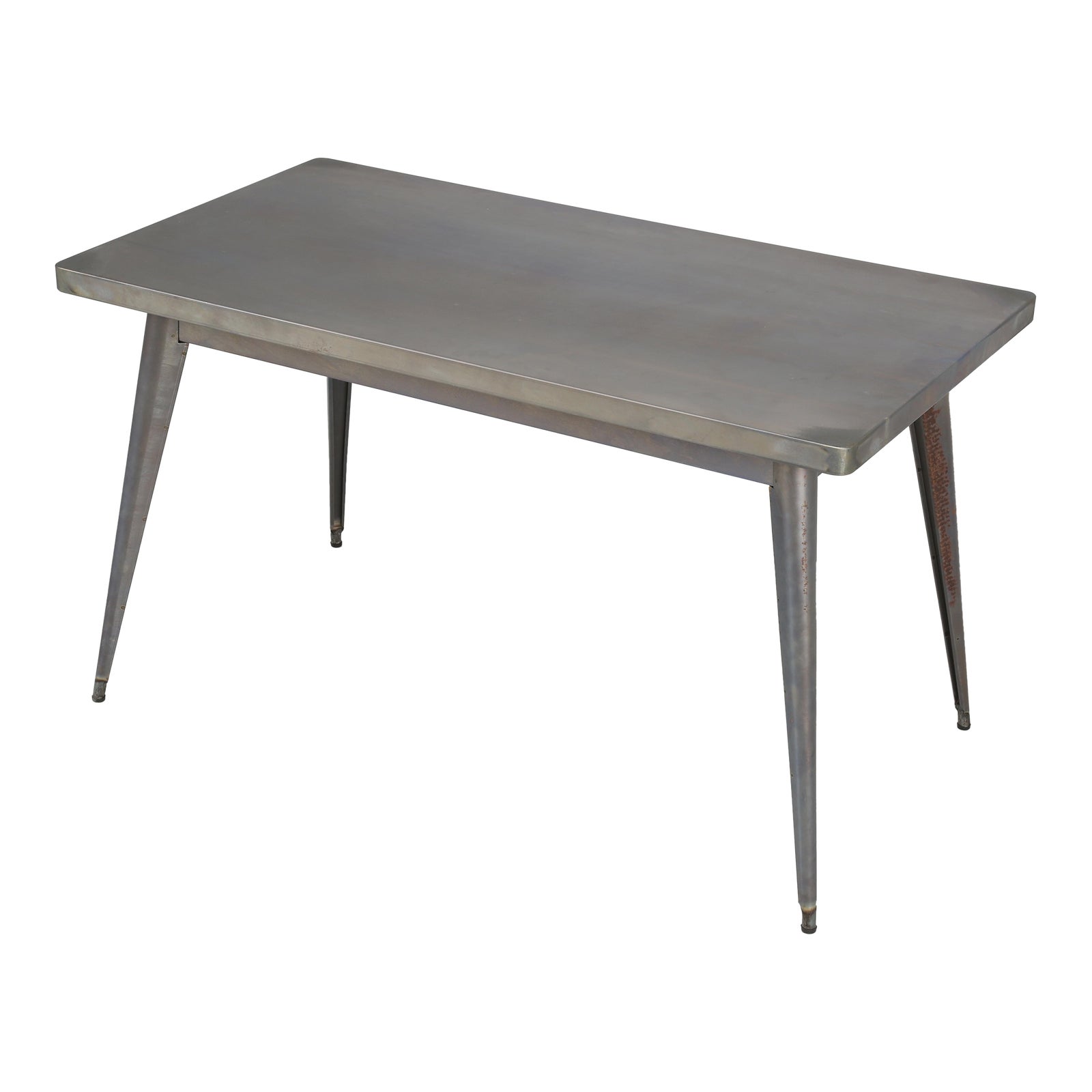Original French T55 Tolix Rectangular Raw Steel Dining Table | Chairish