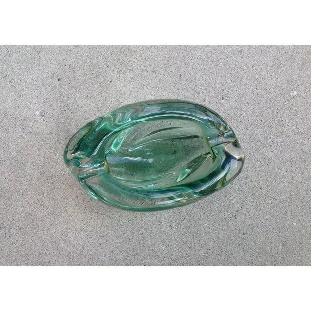 1970s Sommerso and Cristallo Green Freeform Ashtray Catchall | Chairish