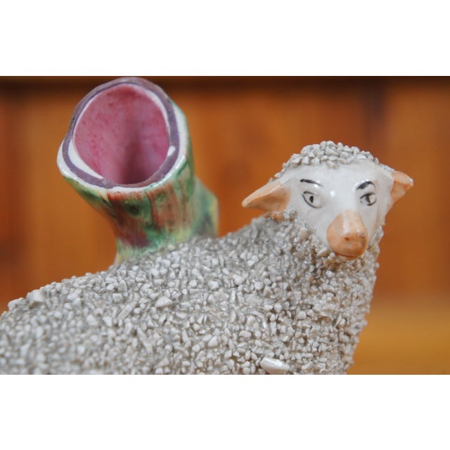 Antique Pair of Staffordshire Porcelain Confetti Sheep Ram Ewe Bud ...