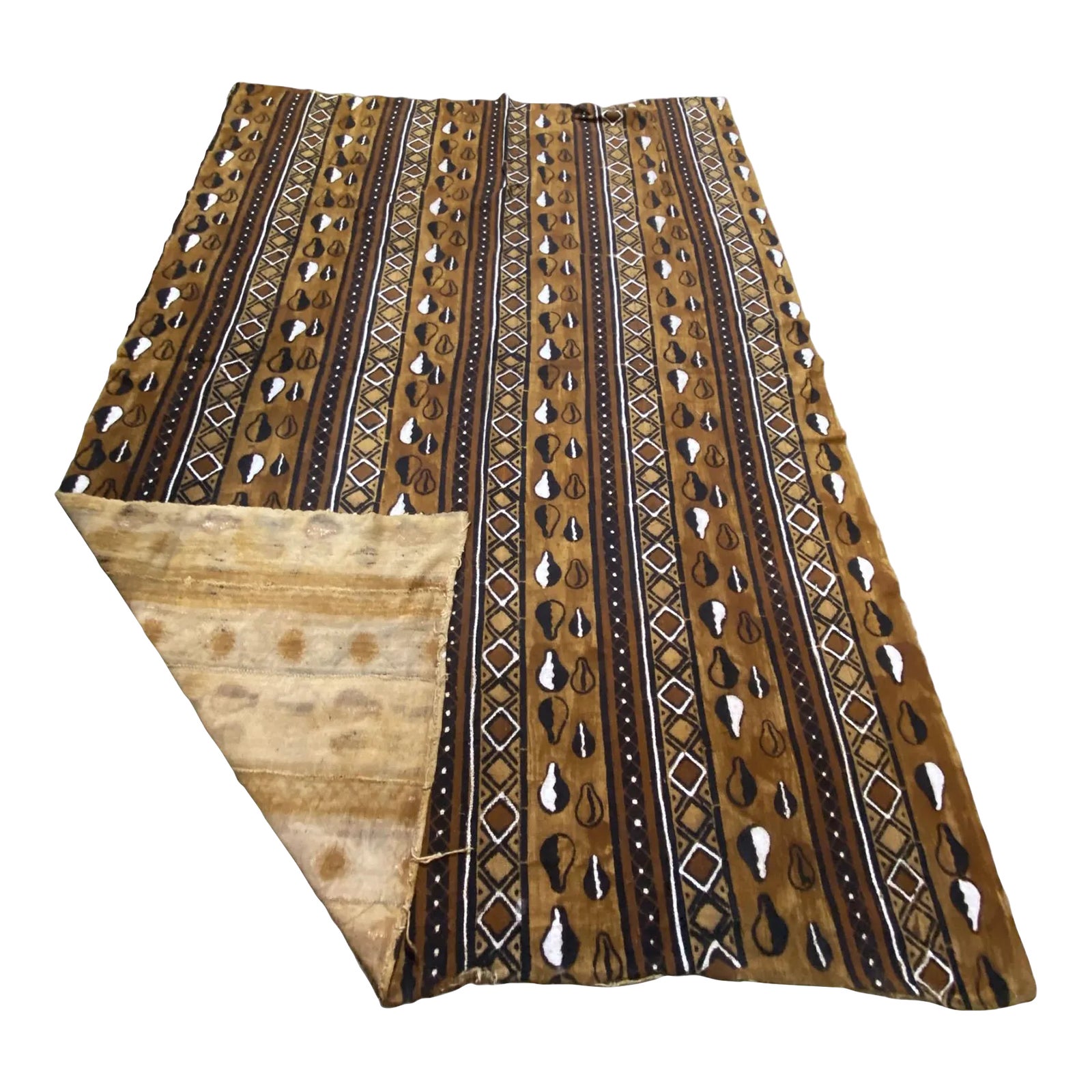 Large African Bogolan Mud Cloth/Blanket Textile 86" W by 63" | Chairish