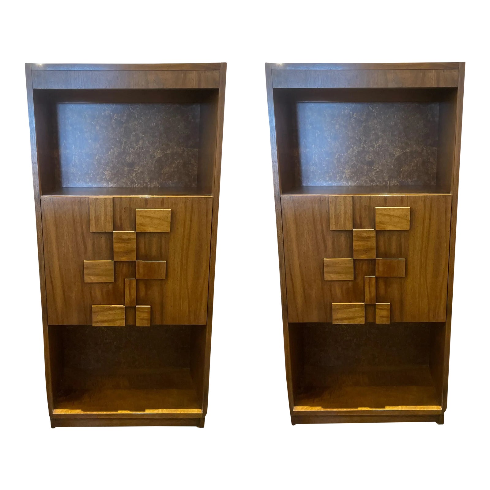 1970s Lane Stuccato Walnut Brutalist Mid Century Modern Drop Down Bar ...