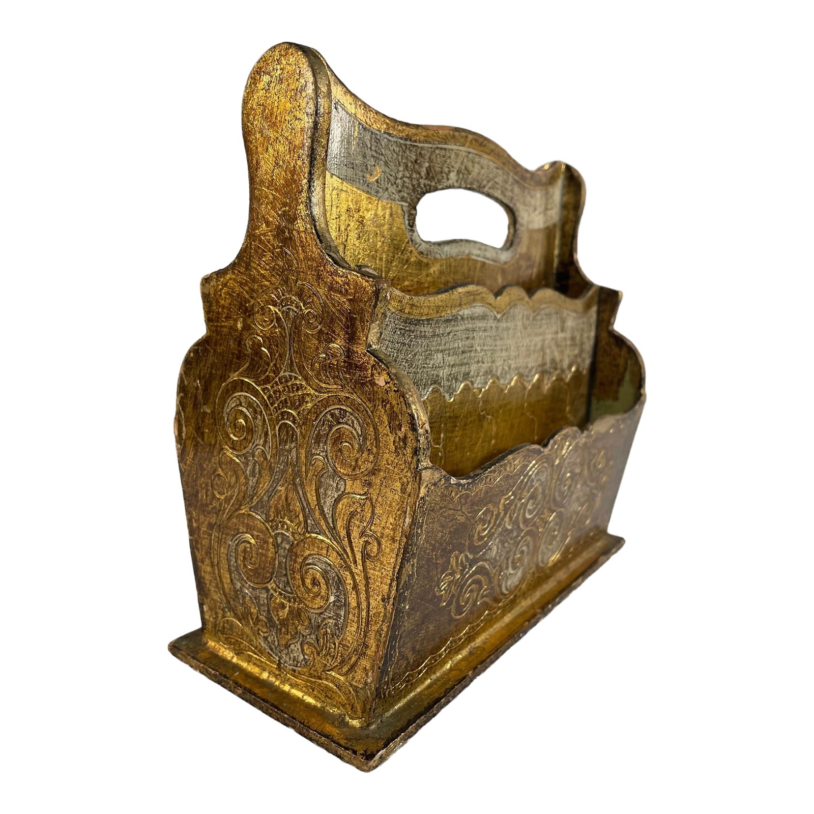 Mid 20th Century Giltwood Florentine Italian Letter Holder | Chairish
