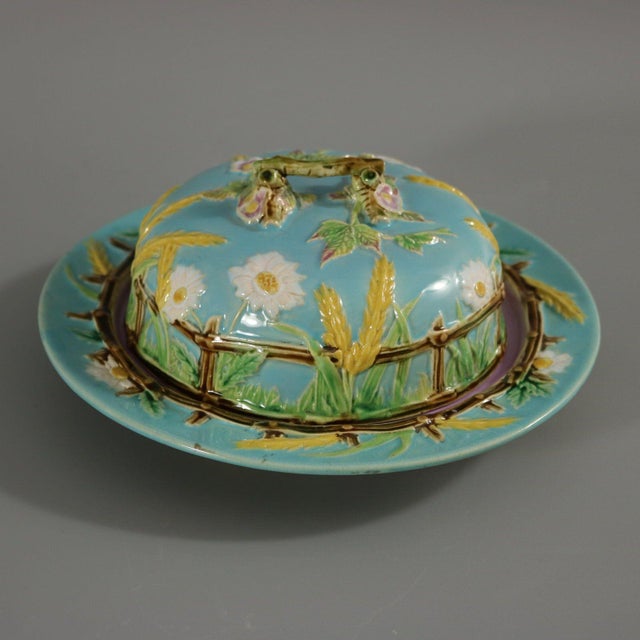 George Jones Majolica Muffin Dish and Cover | Chairish