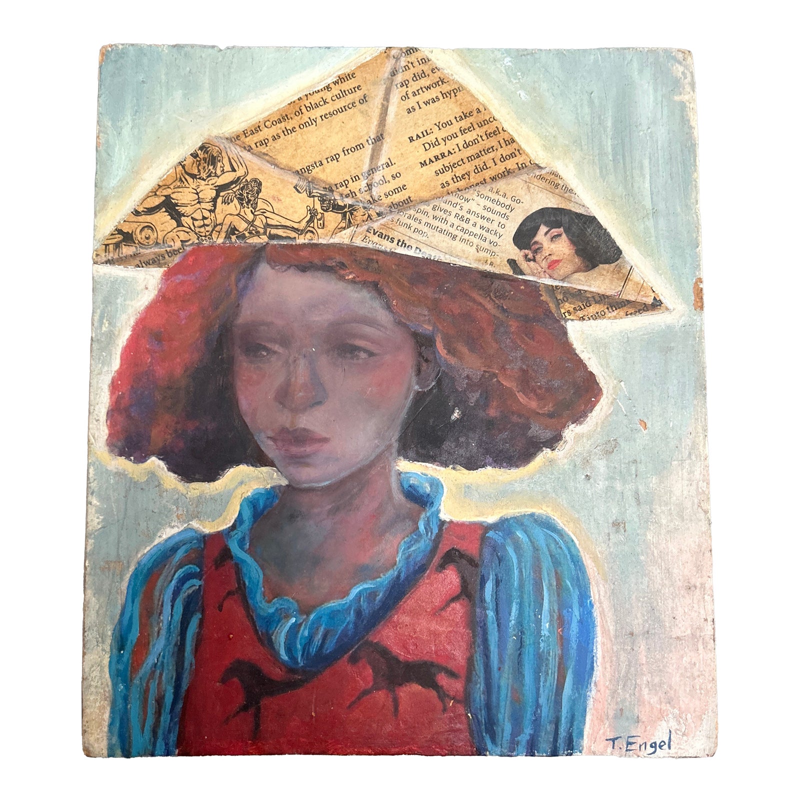 Contemporary Original Female Portrait Painting / Collage | Chairish
