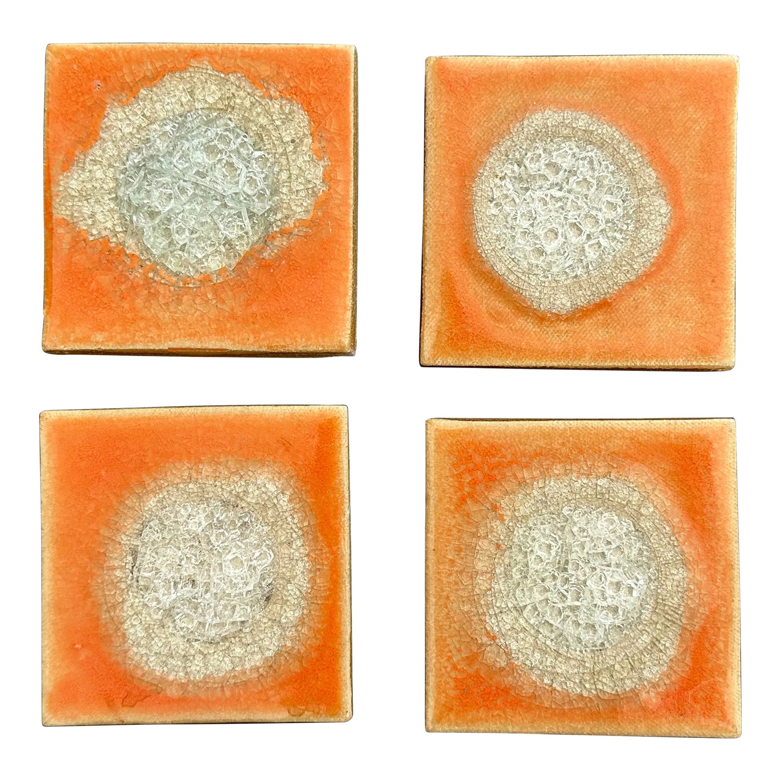 Ceramic Art Pottery Coaster Set of 4 | Chairish