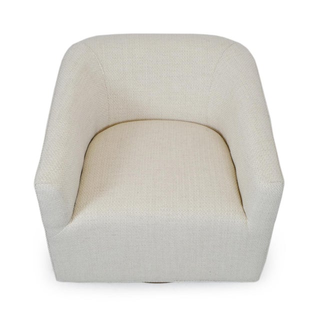 Ivory Tweed Swivel U Arm Chair | Chairish