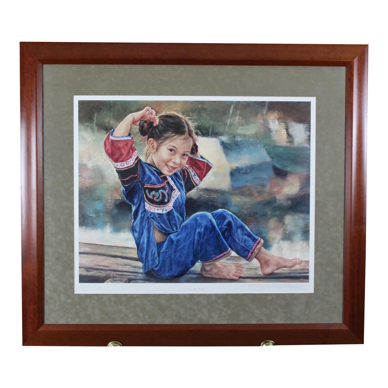 1990s Wai Ming "I Love My Braids" Signed & Numbered Lithograph Print W ...