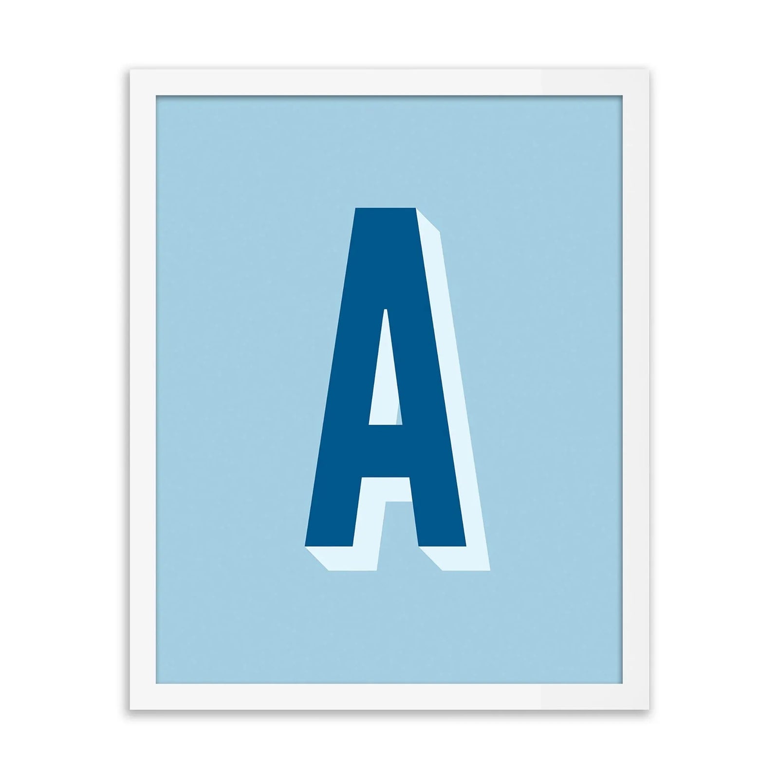 Alphabet Series in Blue, Letter A by Pencil & Paper in White Frame, XS ...