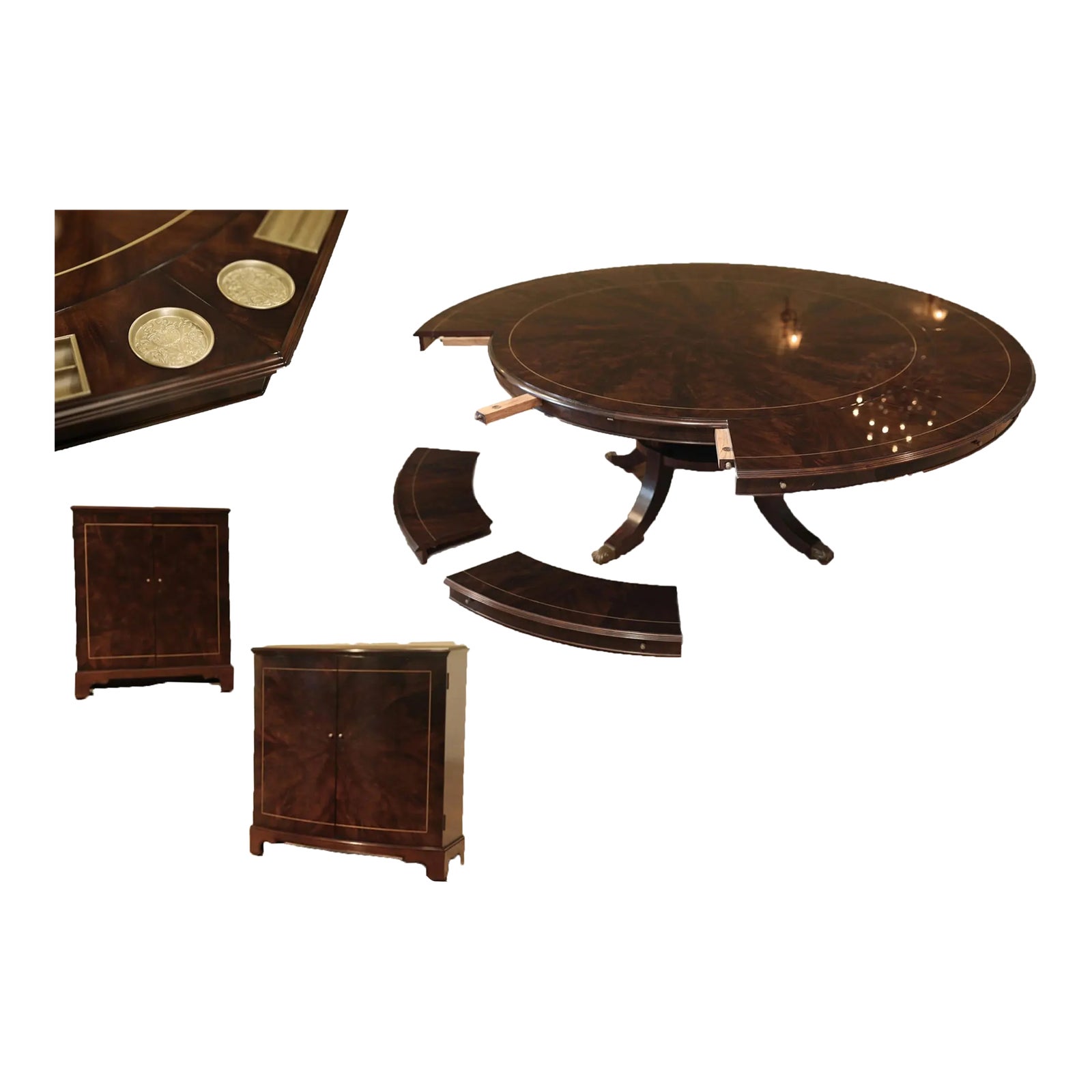 Large Round Expanding Poker Table and Dining Table W Leaf Storage ...