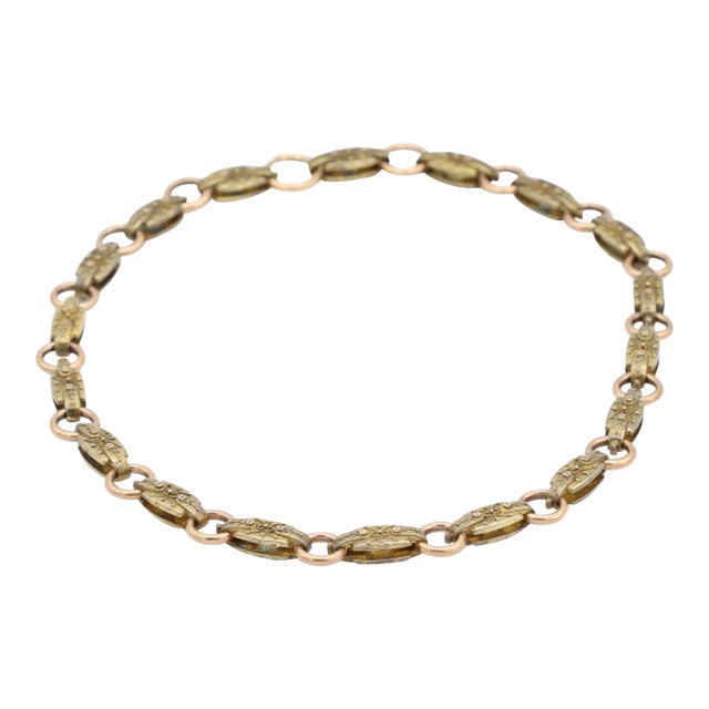 Antique Victorian Bronze 18k Gold Heavy Link Chain Necklace | Chairish