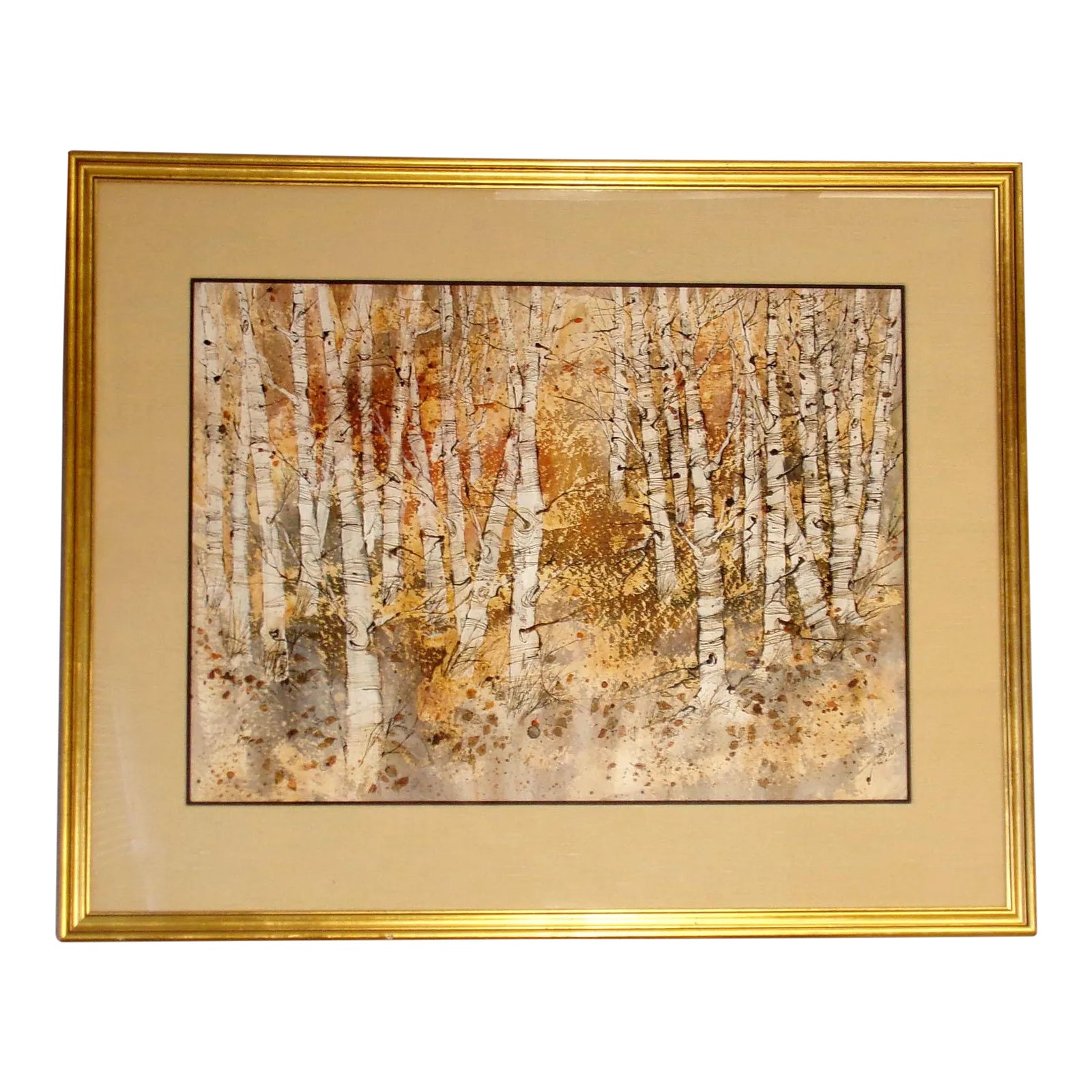 Gail Price Original Aspen Grove Fall Autumn Gouache Painting Framed ...