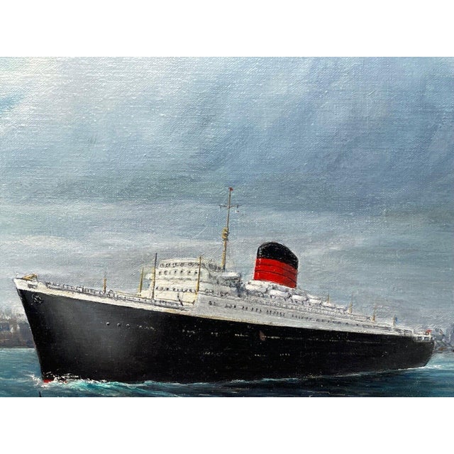 1950s British Oil Painting Maritime Rms Saxonia Passenger Liner Ship ...
