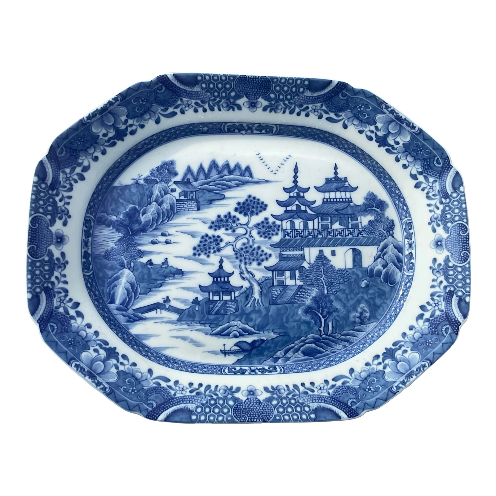 1990s Mottahedeh Blue Canton Platter | Chairish