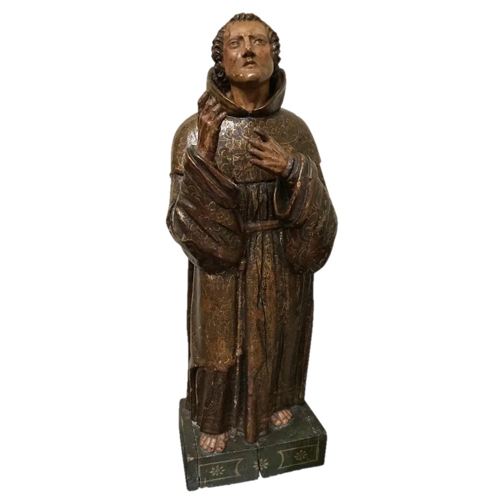 17th Century Holy Pascalis Carved in Walnut and Polychromed, Spanish ...