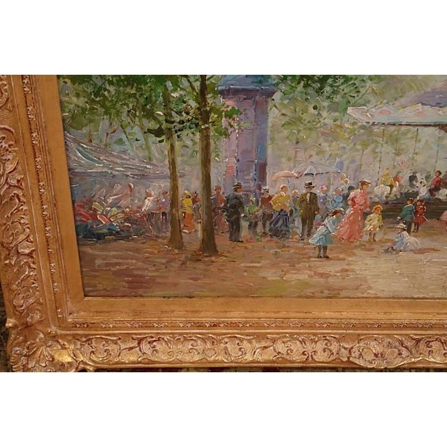 Impressionist Oil Painting of Fair With Carousel by t.e Pencke French ...