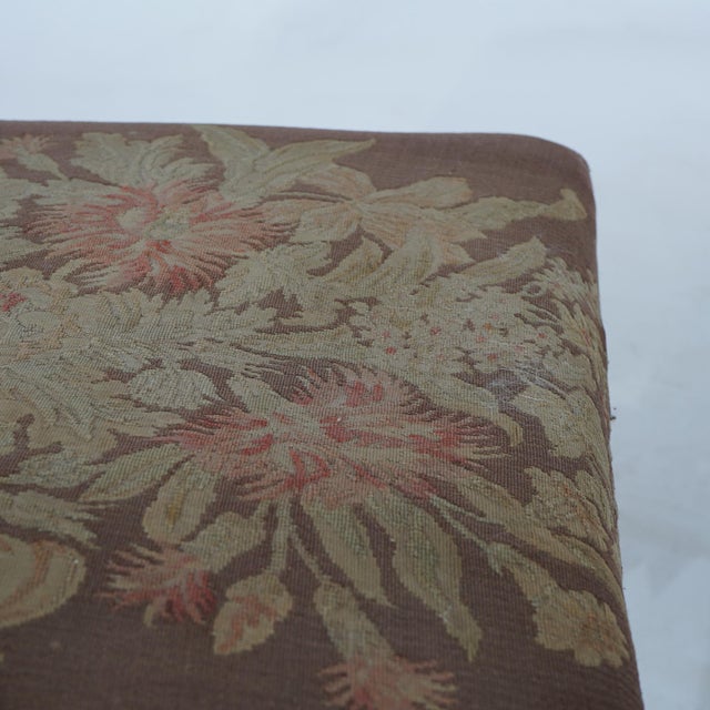 Early Antique English Carved Walnut & Needlepoint Bench Stool, Circa ...