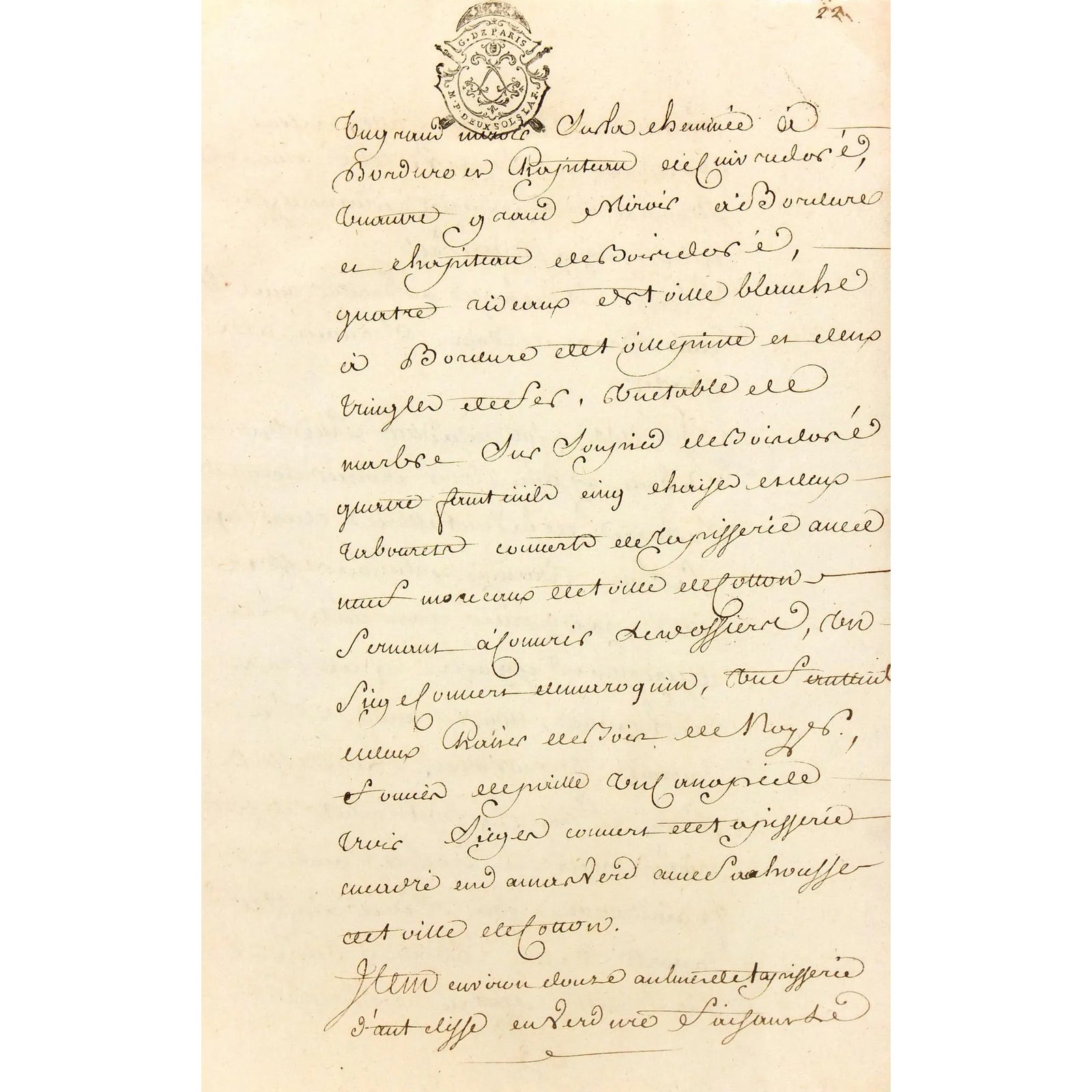Letter of King Louis XV Baillif Manuscript C.1757 | Chairish