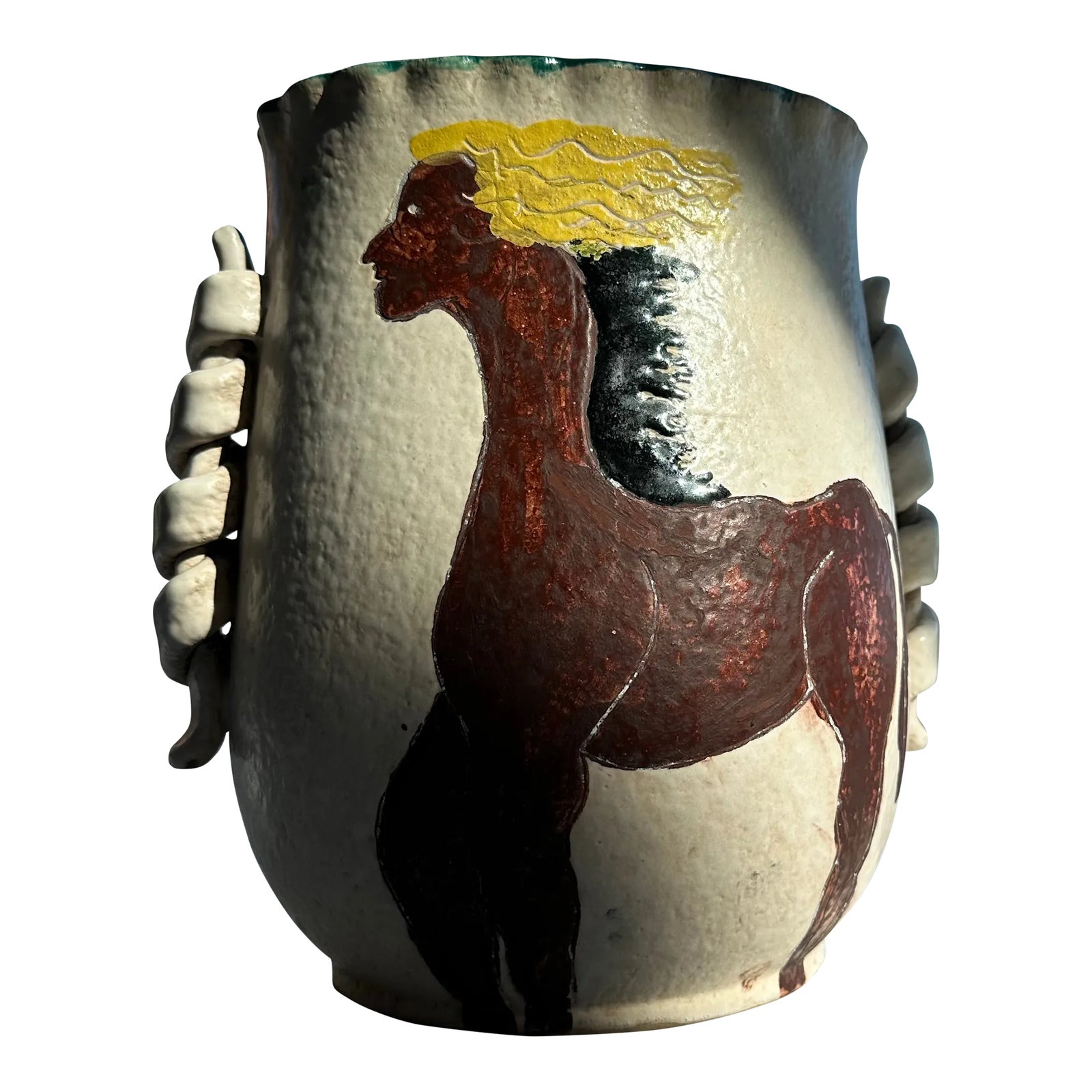 Mid-Century Italian Vase With Centaur and Horse Motifs | Chairish