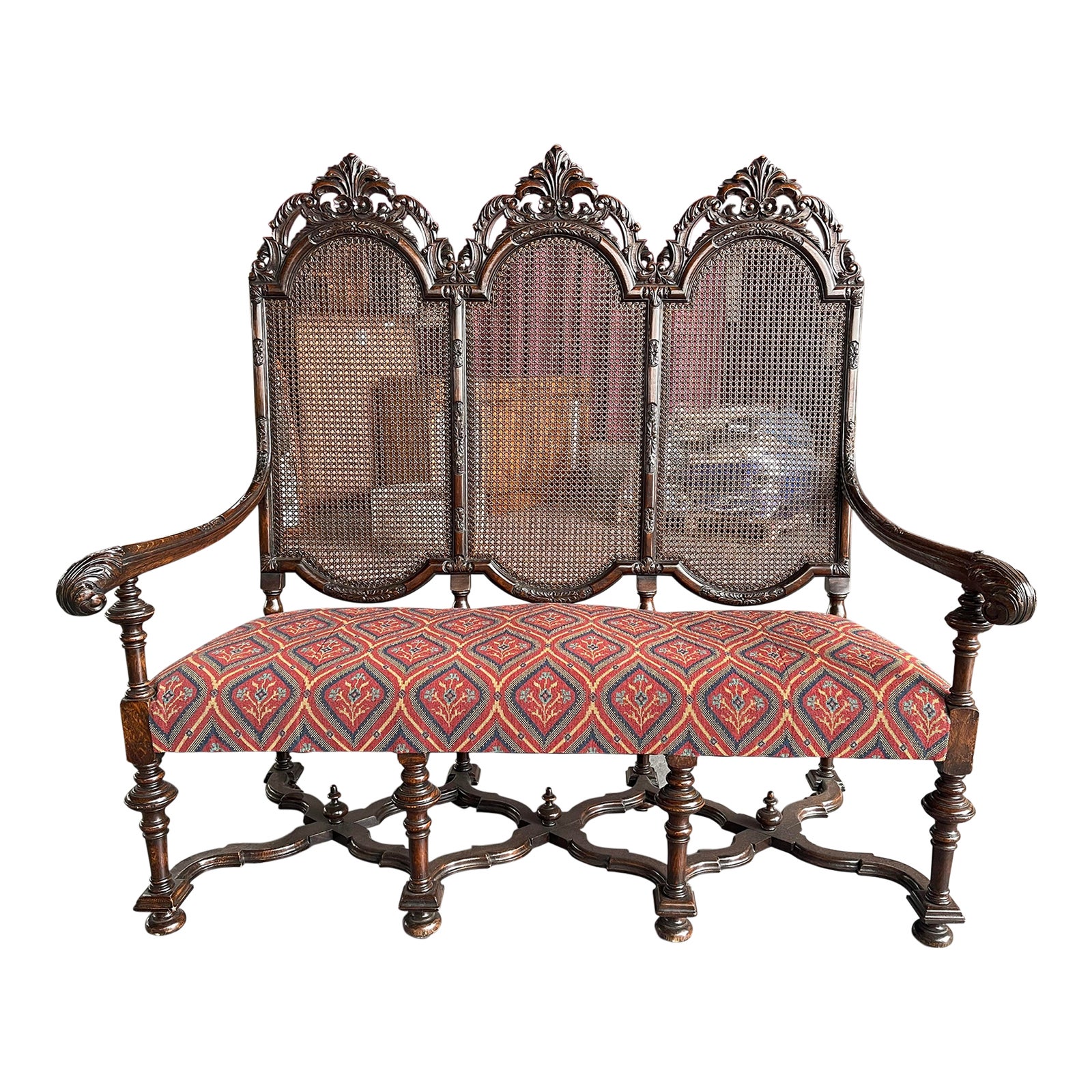 Jacobean Style Bench Circa 1920 Wicker | Chairish