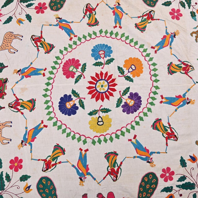 Vintage 1930s Indian Lord Krishna Rasleela Embroidery Wall Hanging ...