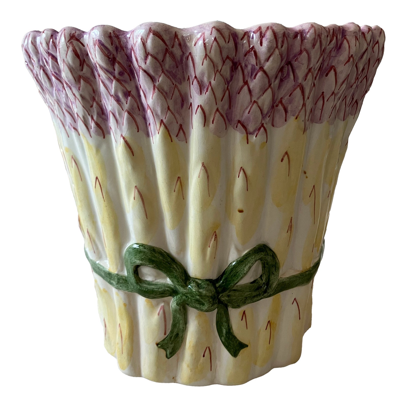 1980s Mottahedeh Asparagus Design Porcelain Cachepot | Chairish