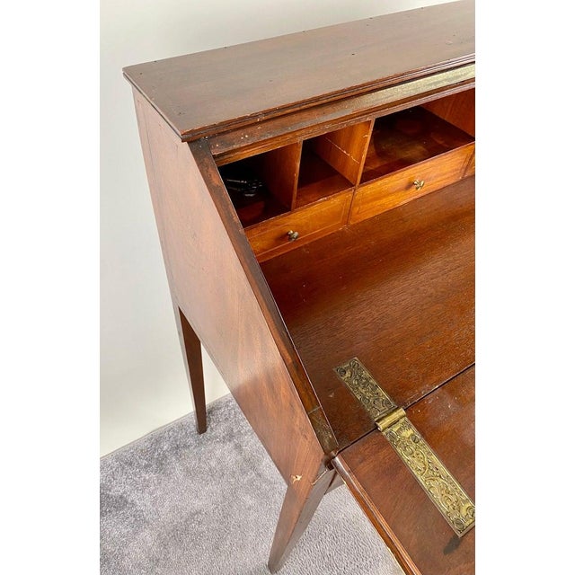 Antique English Edwardian Mahogany Inlaid Secretary Slant Front Desk ...