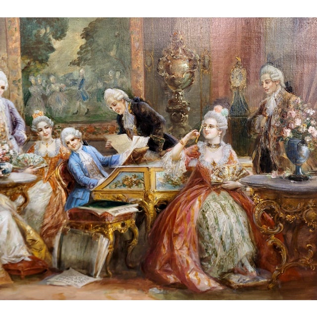 19th Century French Rococo Court Scene -Music Party-Oil Painting | Chairish