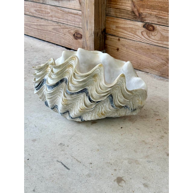Vintage Coastal Clam Shell Cast Resin Decorative Bowl | Chairish