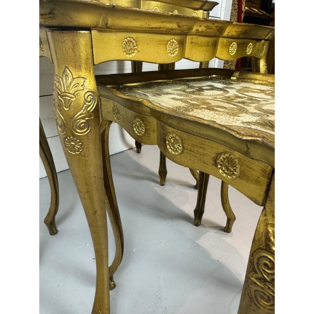 Vintage 1950s Florentine Gold Nesting Tables - Set of Three | Chairish