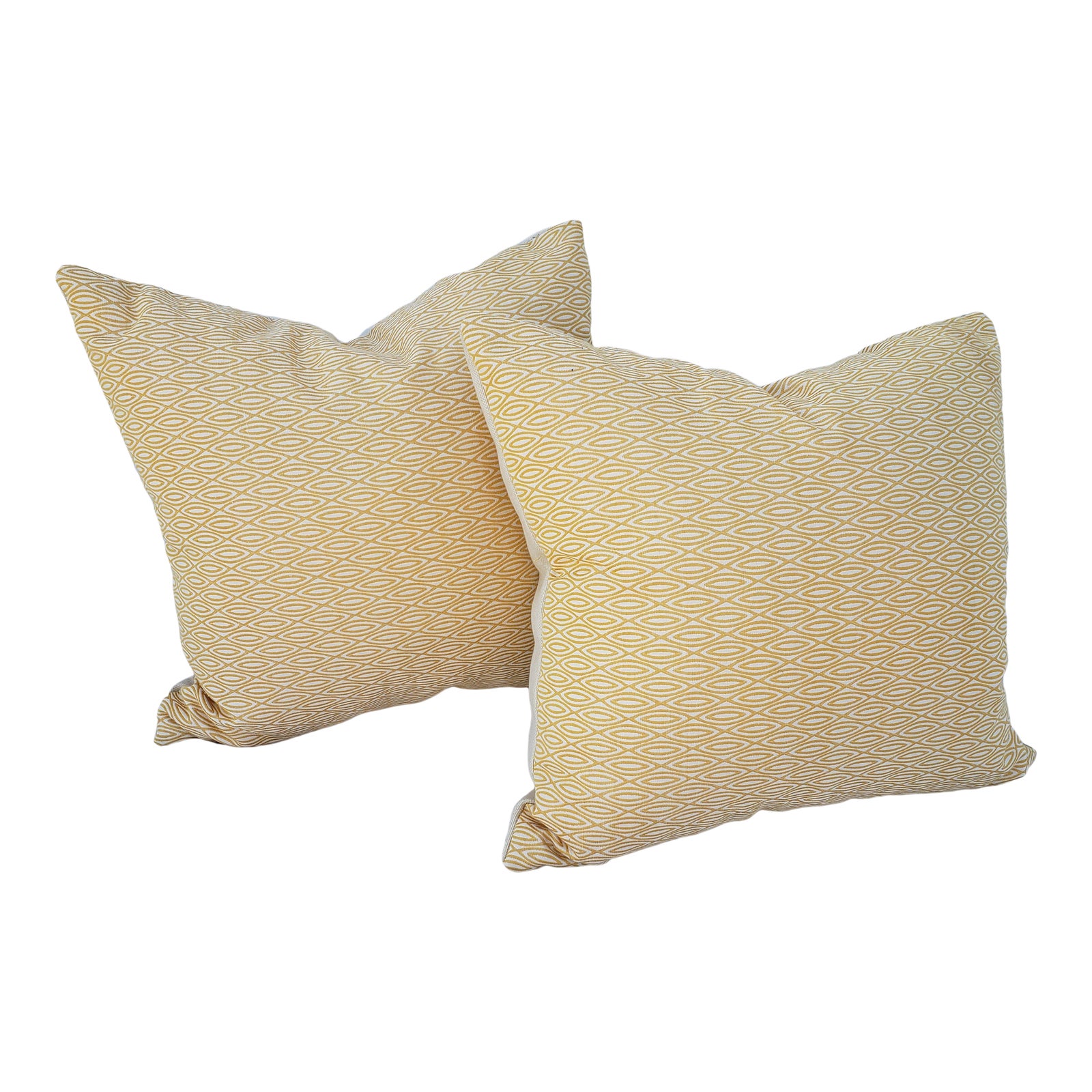 Geometric Pillows in Yellow - a Pair | Chairish