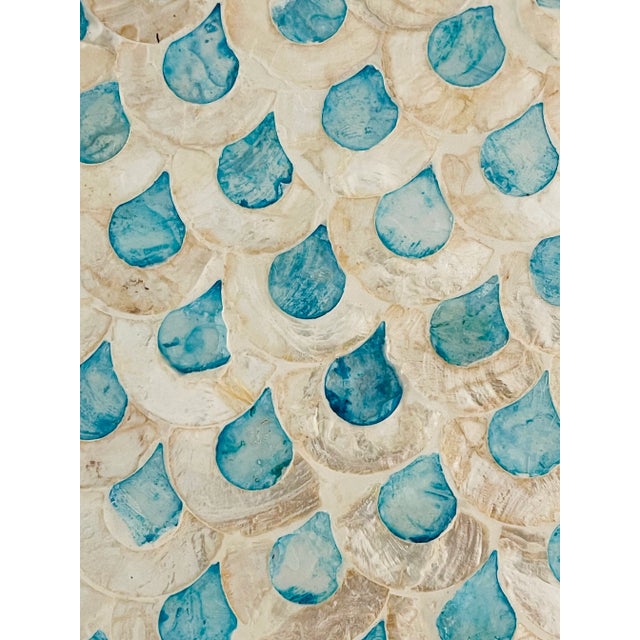 Pair of Capis Shells Peacock Round Side Tables | Chairish