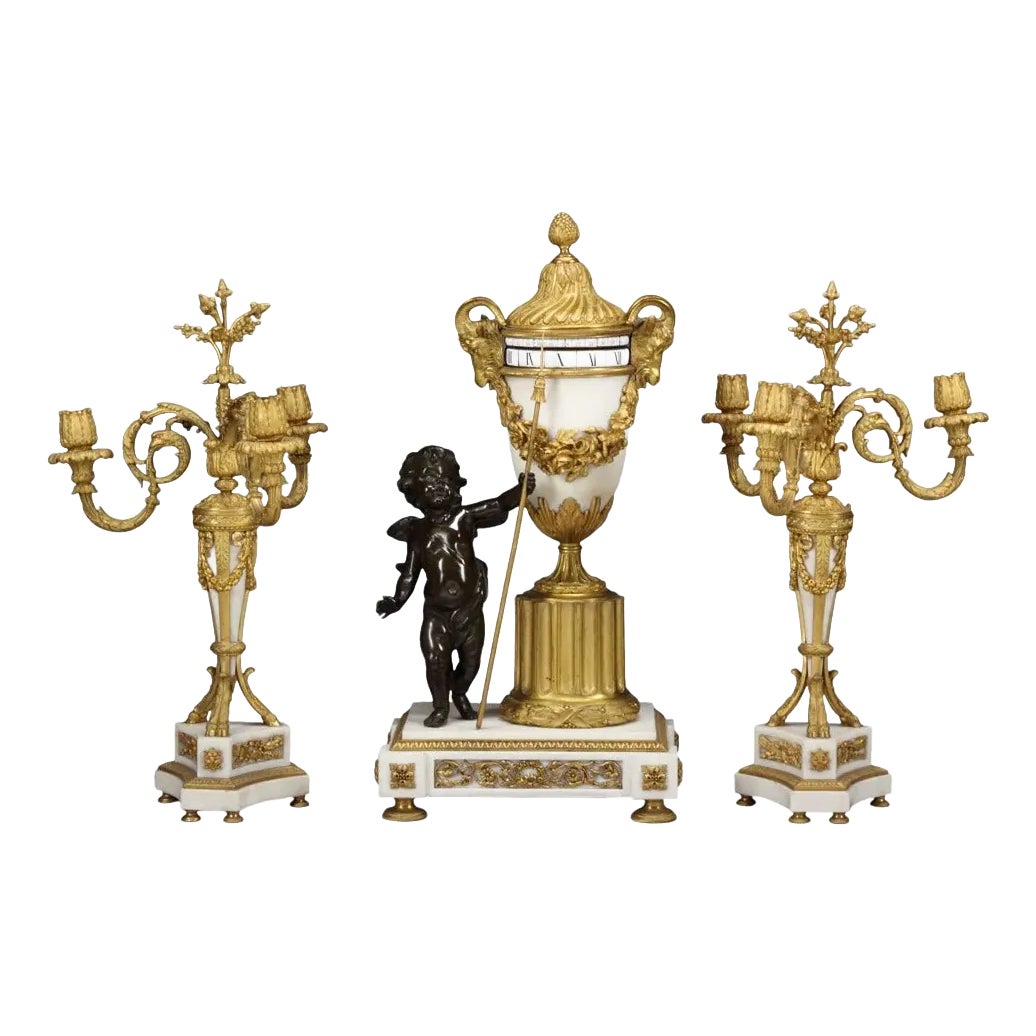 19th Century French rotary Clock Garniture - Set of 3 | Chairish