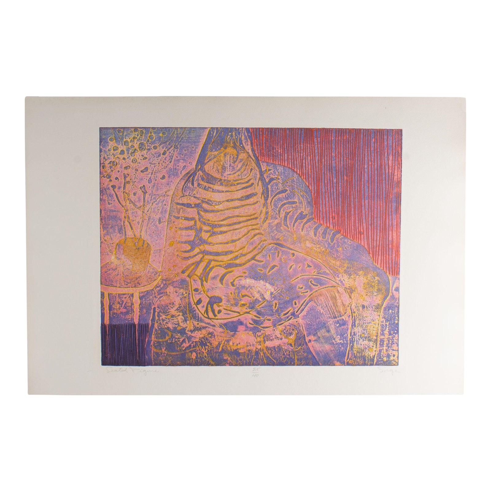 “Seated Figure” Limited Edition Abstract Color Etching Signed by Walter ...