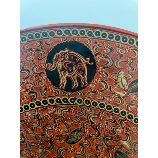 Early 20th Century Antique Burmese Lacquerware Plate of Palace With ...