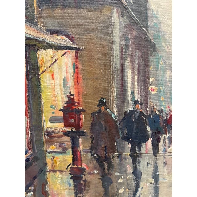 Vintage Oil Painting of Parisian Cityscape on Board by French Artist ...