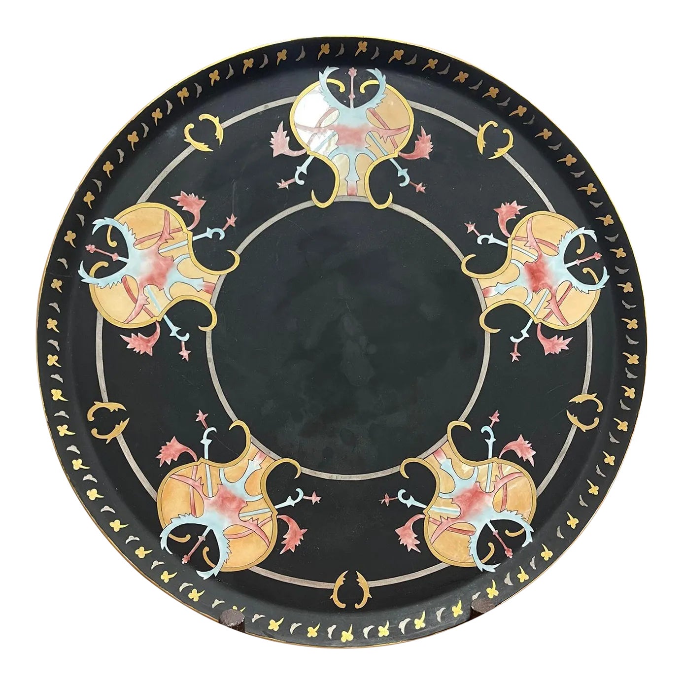 Vintage French Decorative Platter With Art Nouveau Motif | Chairish