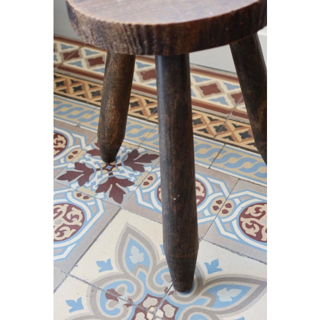 Antique Tripod Stool in Dark Wood, 1950s | Chairish