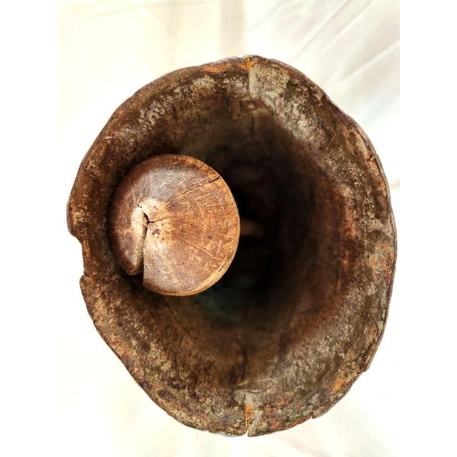 Antique Hand-Forged Brass Cow Bell With Rare Hand-Carved Wood Clapper ...