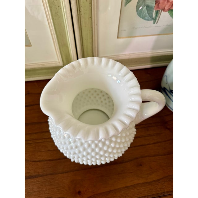 Large Vintage Fenton Hobnail Pitcher | Chairish