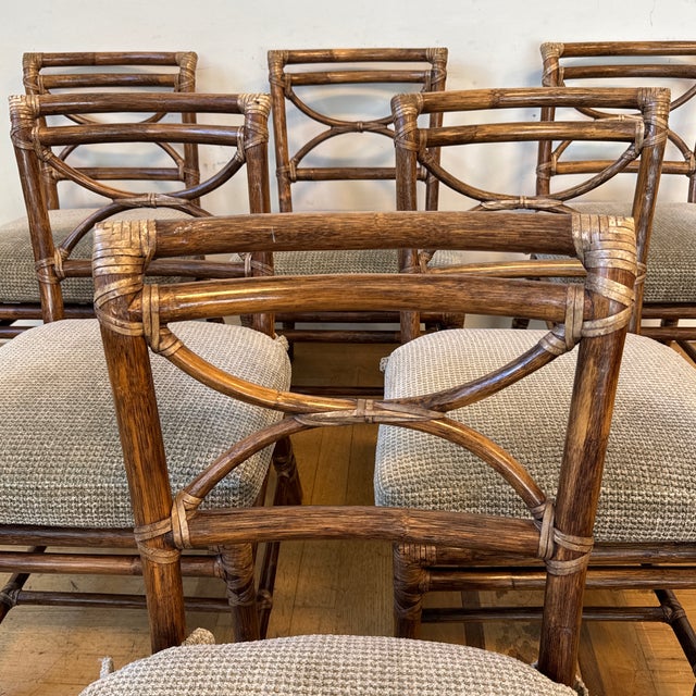 McGuire Leather Wrap Bamboo Dining Chairs, Set of Six | Chairish