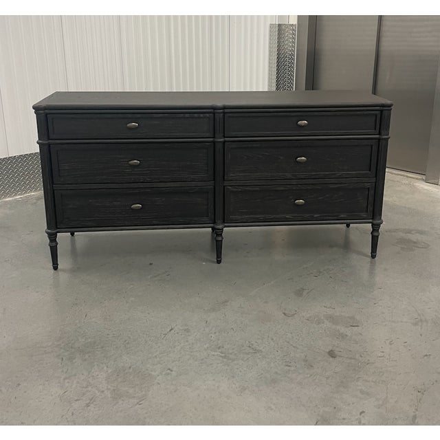 Pottery Barn 6-Drawer Dresser - Distressed Black Oak | Chairish