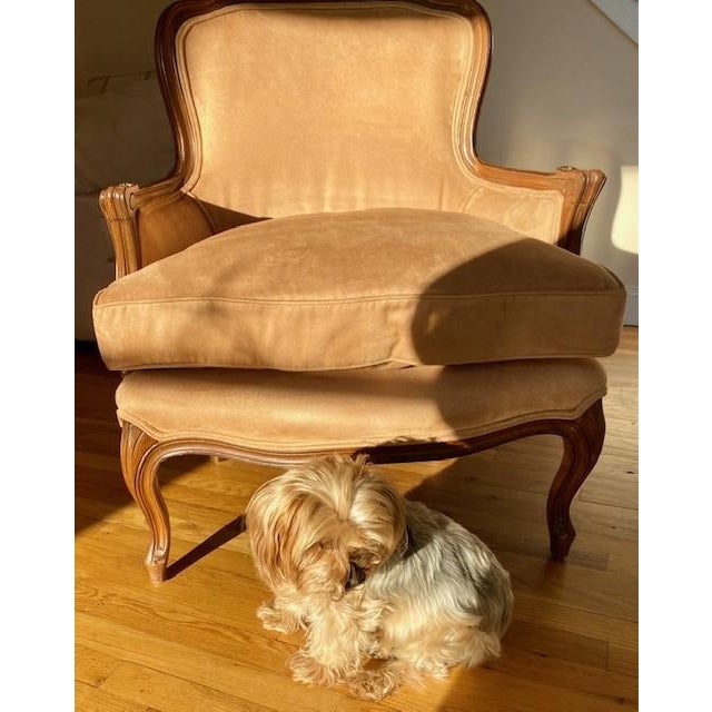 Transitional Suede Lounge Chair | Chairish