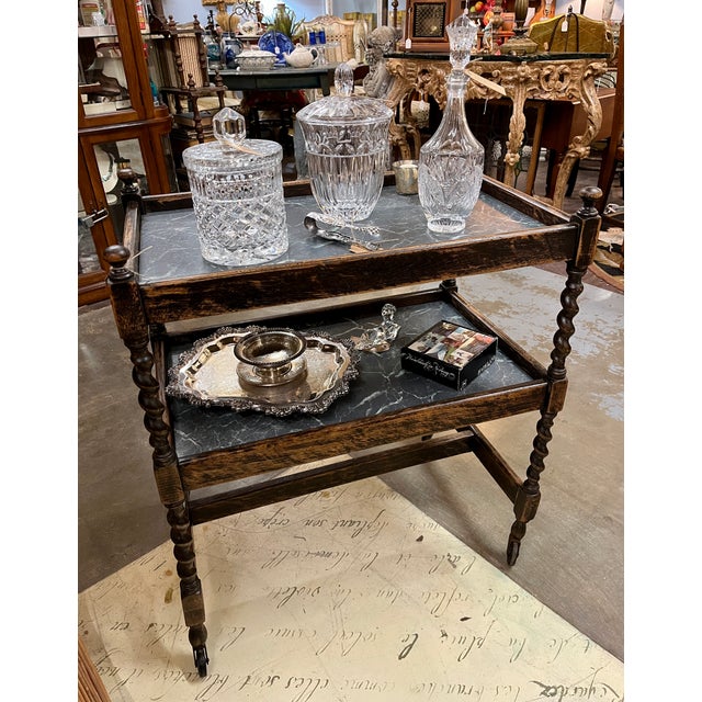 Mid 20th Century Vintage Barley Twist Rolling Tea/Bar Cart | Chairish