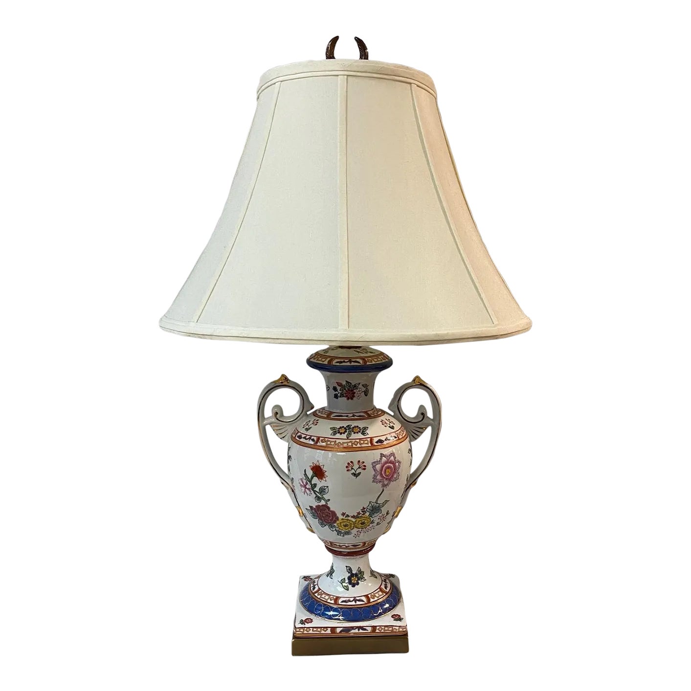 Remington Hand Painted Porcelain Table Lamp | Chairish